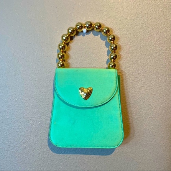 Escada | Bags | Escada Mint Green Gold Heart Mini Handbag | Poshmark